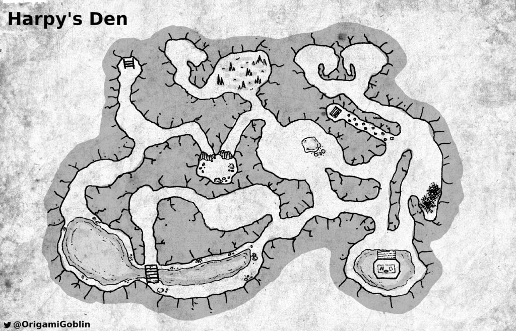 Harpy's Den Map - Origami Goblin