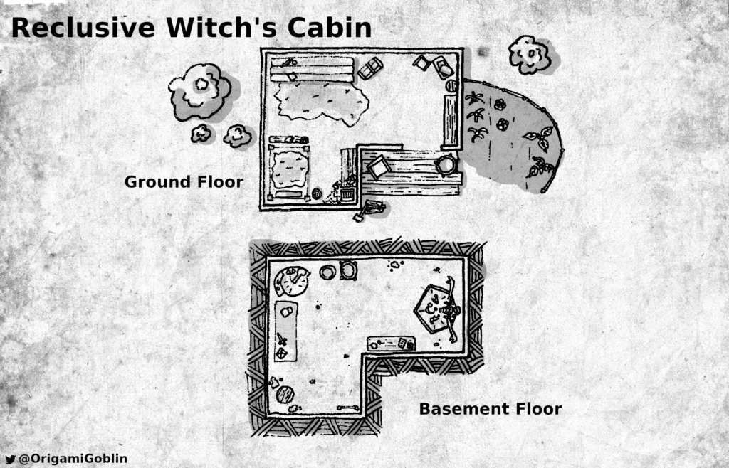 Reclusive Witch's Cabin Map - Origami Goblin